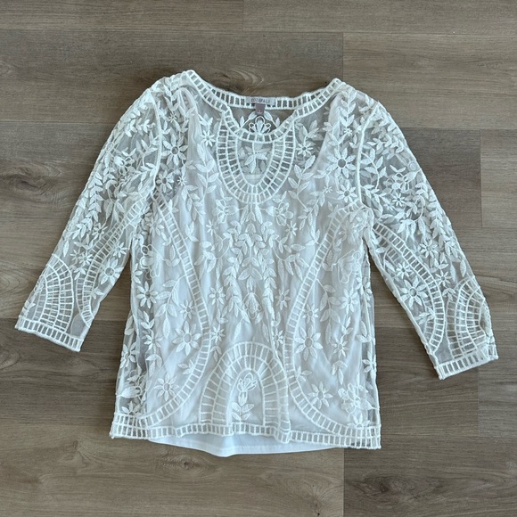 Roz & Ali | Tops | Boho Chic Sheer Top With Built In Tank | Poshmark